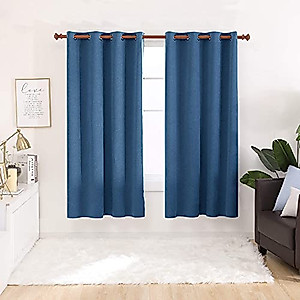 Deconovo 100% Blackout Curtains, Room Darkening Curtains, Linen Noise Reducing Curtain 72 inch Length, Thermal Insulated Drapes for Kids Bedroom - 52x72 Inch, 2 Panels, Aegean Blue