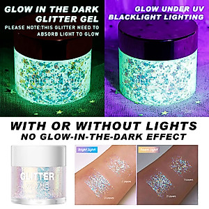 LemonSac Holographic Body Glitter Gel for Body, Face, Hair and Lip Glitter Makeup. Color Changing Glitter Gel Under Light with a Non Color Changing Glitter Gel (2# Sparkling Pink+Pearl White)