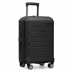 Traveler's Choice Pagosa Indestructible Hardshell Expandable Spinner Luggage, Black, Carry-on 22-Inch