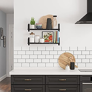 Wallniture Toledo Floating Shelves for Living Room Wall Shelves Office & Kitchen Organization Bedrom Wall Decor Toy Storage Black Bookshelf Set of 2