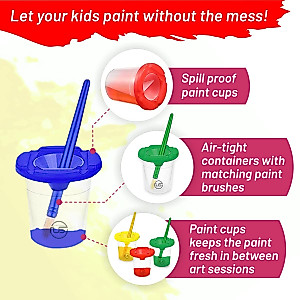 Kids Painting Set, Washable Paint for Kids with Paint Cups and Toddler Paintbrushes, Non Toxic Washable Finger Paints 2 oz Each, Toddler Painting Supplies