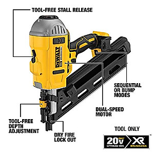 DEWALT 20V MAX* XR Framing Nailer, Dual Speed, Tool Only (DCN692B), 38.74 x 14.94 x 33.66 cm