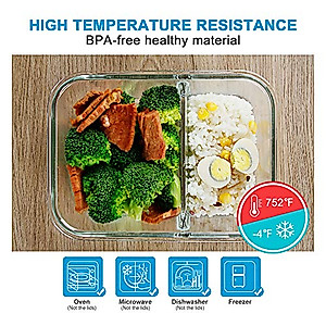DAS TRUST 10 Pack Glass Meal Prep Containers Microwave Safe Bowls Glass Food Storage Containers Glass Food Prep Containers with Lids Lunch Bento Box Reusable Containers for Food