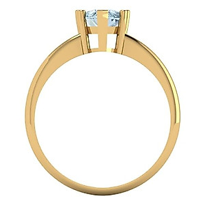 Clara Pucci 2.0 ct Pear Cut Solitaire Natural Swiss Blue Topaz VVS1 Engagement Bridal Promise Anniversary Ring 18k Yellow Gold Size 3.5