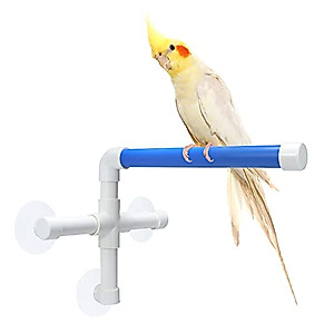 Litewoo Bird Shower Perch with Suction Cup Parrot Window Wall Stand Bath Toys (1 Sticks)