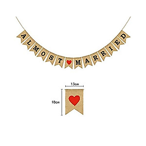 Almost Married Banner Burlap Banner Sign Garland Pre-Strung for Wedding Rehearsal Dinner Decorations