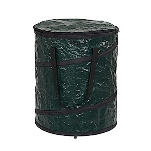 Household Essentials Pop Up Hamper, Pop Up Camping Trash Can, Great for Outdoor or Indoor Use, Portable and Collapsible with Zippered Top, Green