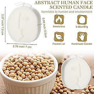2 Pieces Art 3D Face Candle Human Face Shaped Candle Soy Wax Aesthetic Candle Abstract Scented Candle Poured Decorative Candle for Trendy Aesthetic Room Home Decor, White, 2 Styles