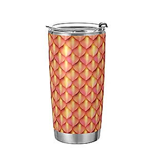 Gold Fantasy Dragon Scales Stainless Tumbler Insulated Coffee Cups with Lid and Straw Travel Mug for Hot and Cold Drinks 20oz