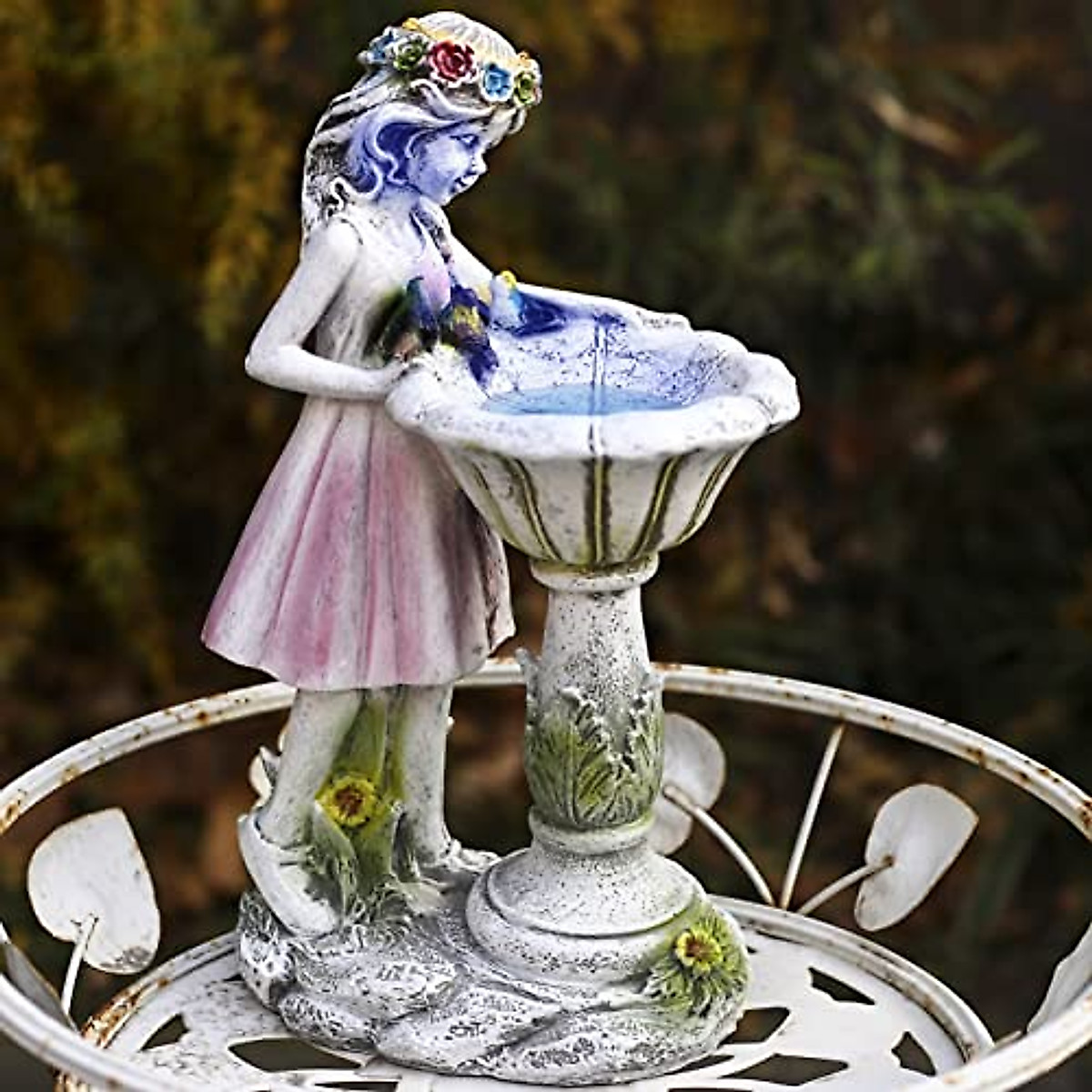 tefrey Fairy Garden Statue, Solar Garden Angel Figurine Outdoor Decorations Fairy Girl Resin Sculptures for Patio Yard Porch Lawn Ornament Housewarming