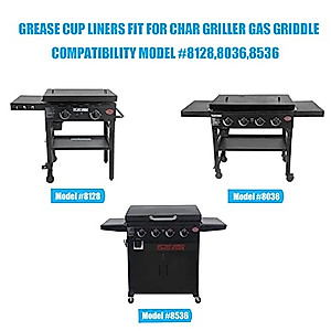 DONSIQIZZ 25 Pack Foil Drip Pan Liners for Char Griller 8128 8036 8536 Flat Iron Griddle Gas Grills, Compatible with CharGriller Flatiron Griddle Grease Cup Liners, Aluminum Pans Disposable 7" x 4.2"