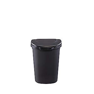 Rubbermaid Commercial Products Touch Top Trash Can/Wastebasket with Lid, 13-Gallon, Small Black Garbage Bin for Home/Kitchen/Bathroom/Bedroom/Office