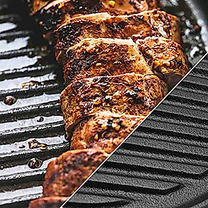 Cast Iron Reversible Grill/Griddle,12-Inch Double Handled Cast Iron Stovetop Grill/Griddle
