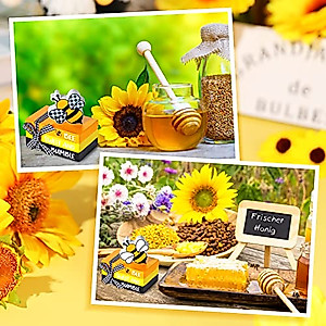 4 Pieces Wood Decorative Book Stack Mini Faux Tiered Tray Wood Books Reversible Sign Rustic Bookshelf Decor for St. Patrick's Day Easter Bee Lemon Holiday Party (Bee Style)