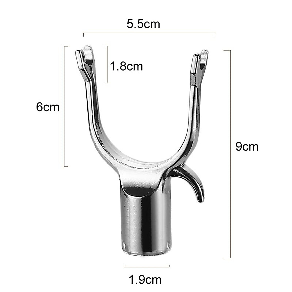 1 Piece U-Shaped Metal Utility Hook for Closet Pole Metal Hook for High Reach Pole Closet Pole Replacement Hook Long Reach Stick Replacement Metal Fork, for 19mm Diameter Pole, Silver