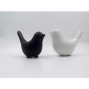 SuDuoLa Scandinavian Decor Bird Decor (Minimalist Decorations Modern Sculptures White Doves Birds Figurine) Home Decor Crafts Ceramic Birds Gifts (Black and White) 2Pcs
