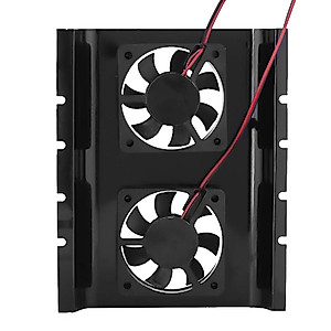 ASHATA HDD Fan Cooling Cooler, 3.5" Hard Disk Drive Fan Cooling Cooler Gold Tone, Hard Disk Cooler for HDD with Fast Heat Dissipation, 2 Fans Design(Black)