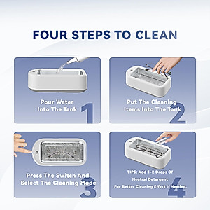 UltrasoniJewelry Cleaner, 40W 640ML Portable Household Professional Ultrasonic Eyeglasses Cleaning Machine with Timer，Ring Glasses Watches Denture Clean