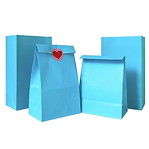 Artseen Party Favor Paper Bags for Party Celebration Treated Paper Bags 5.10X3.10X9.4 inches(24 CT)… (Lake blue)