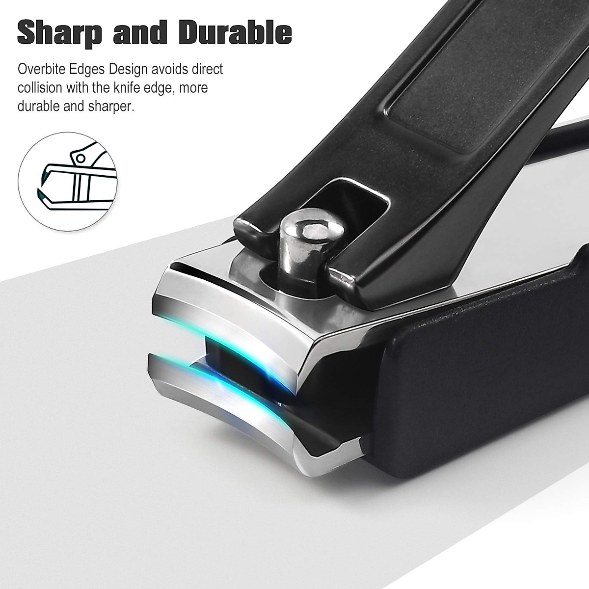 FERYES Nail Clippers with Catcher 2 PCS Set, No Splash Fingernail Clipper and Toenail Clipper, Stainless Steel Nail Cutters - W/Black Metal Case Packing