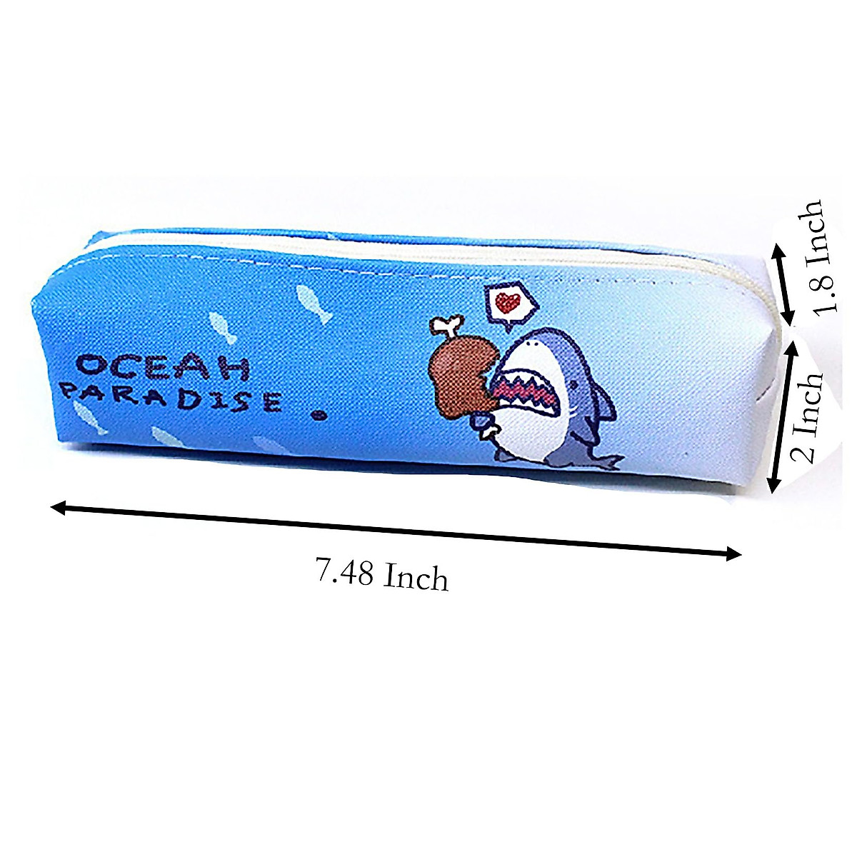 YIKANGHENG 2 Pcs Pen and Pencil Box, 7.5 Inch x 2 Inch x 2 Inch Soft Pencil Bag for Pen and Marker Storage and Holiday Gifts (shark)