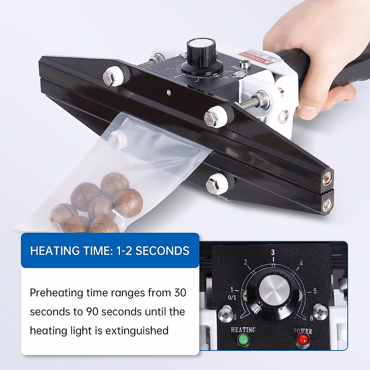 Portable Hand Held Heat Sealer Machine-R-PACK FKR-300, 12 Inches, For Foil Bag, Kraft Bag, Mylar Bag