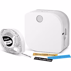 Phomemo Label Maker Machine with Tape P12 PRO Rechargeable Label Makers, Bluetooth Label Maker Compatible Different Font Color Text Label Maker Tape, Multiple Templates Available for Smartphone