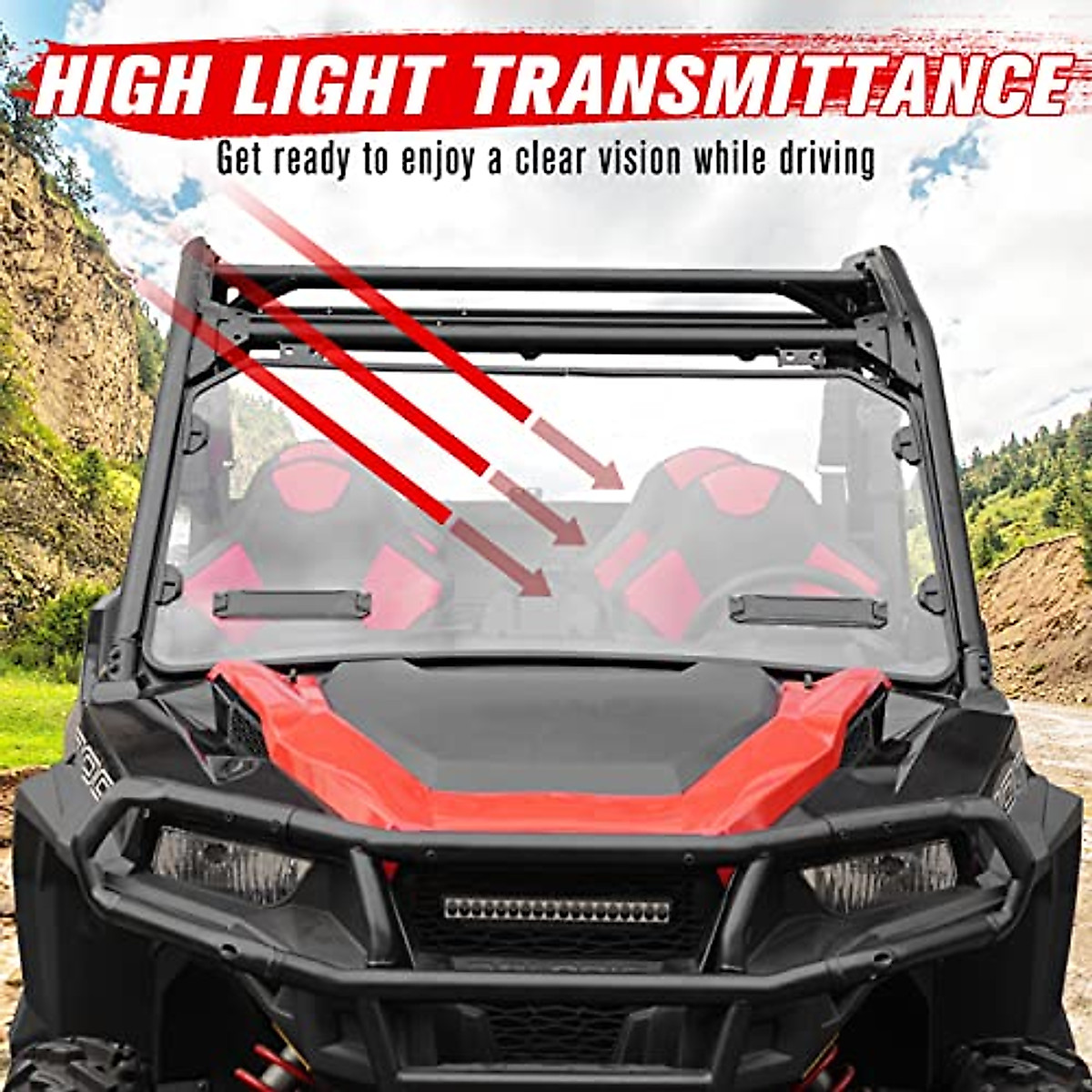 A & UTV PRO Front Full Windshield for Polaris General 1000 /General 4 1000 /XP 1000 /XP 4 1000 2016-2023, Clear Tough Hard Coated Poly Vented Window Accessories, Replace OEM # ‎2884337
