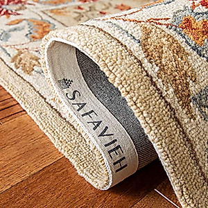 SAFAVIEH Chelsea Collection 7'9" x 9'9" Ivory HK141A Hand-Hooked French Country Wool Area Rug