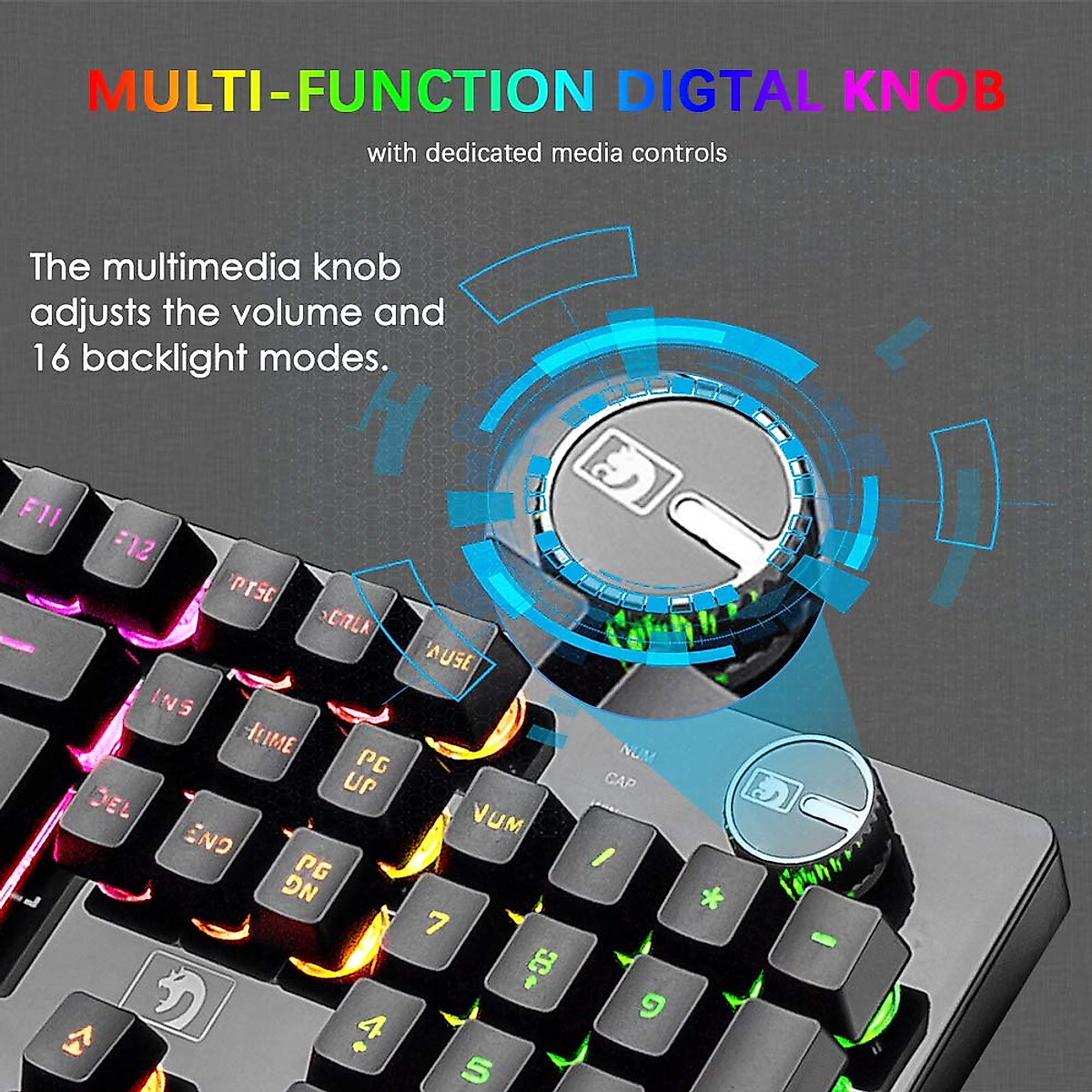 FELICON Wireless Gaming Keyboard and Mouse Set, RGB Backlit Rechargeable 4800mAh Battery, Mechanical Feel Anti-ghosting Keyboard, Control Knob for Multi-Media, Mute Gaming Mouse for Windows PC Gamer