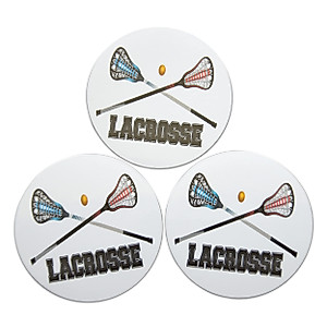 Novel Merk Lacrosse Refrigerator Magnets, Circle with Ball, Crosse Sticks, & Text for Gifts, Decor, Party Favors, & Prizes (10), Black White Red Blue, (jsfdj334)