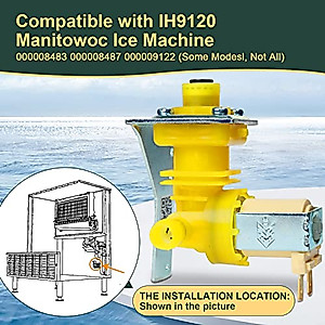 【2023 Upgrade 】000009120, 000008487, 000008483 Ice Machine Water Freezer Inlet Valve 120V, 60Hz, 5W, Compatible with Manitowoc Ice Machine. Fits I, IB, JC, S, SD, QR, SD Series (2-Year Warranty)