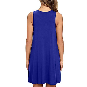 YMING Women’s Casual Shirt Dress Loose Mini Dress Summer Sleeveless Dress Blue XL