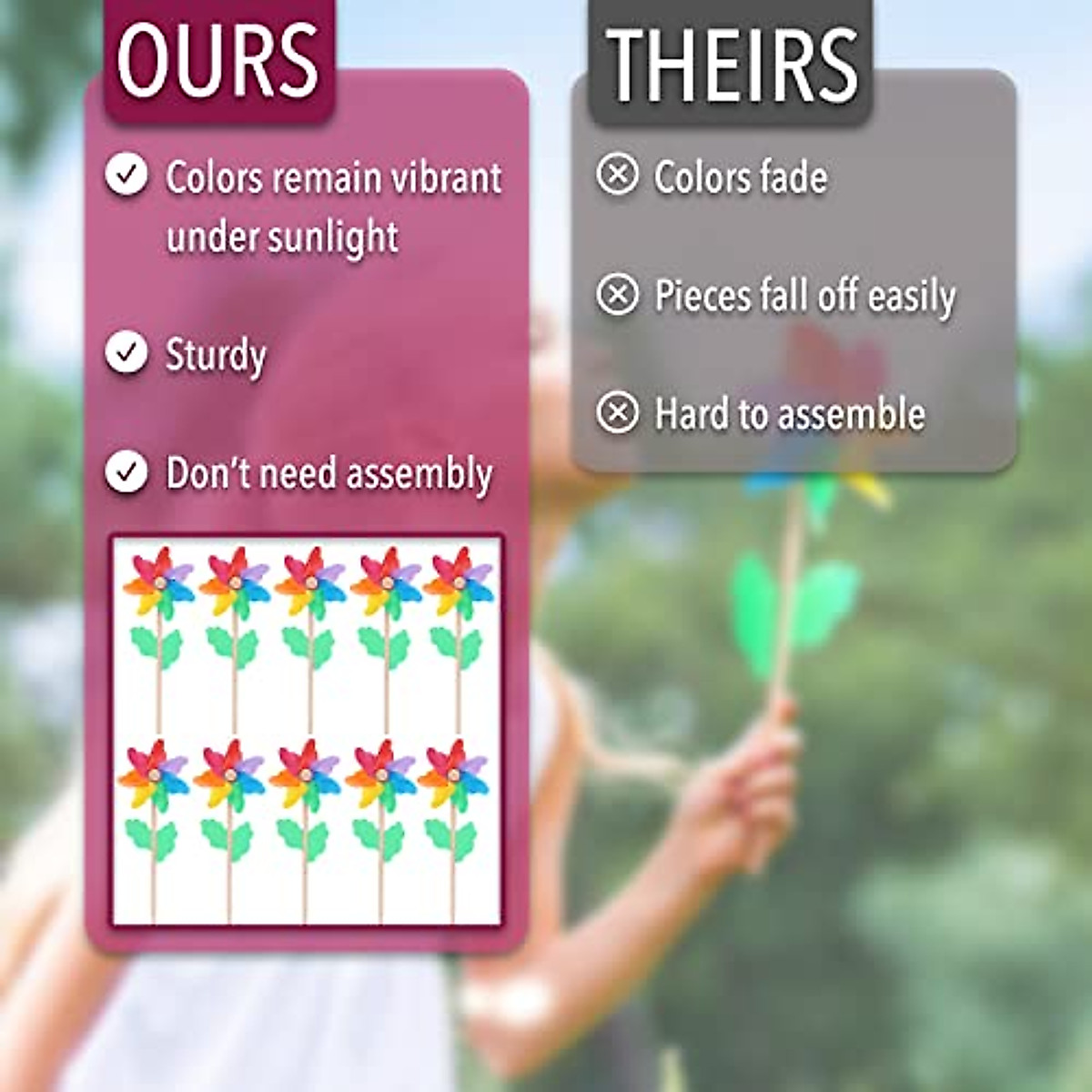 Mr. Pen- Rainbow Flower Pinwheels, 10 Pack, Pinwheels for Yard and Garden, Pinwheels for Kids, Wind Pinwheel, Flower Wind Spinners, Garden Pinwheels Spinners, Yard Pinwheels, Rainbow Party Favors