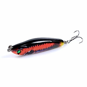 7 Pcs Topwater Fishing and Floating Hard Lures Lures or Pencil Popper Lures , as Floating Pencil Popper Lures Or Fishing Plugs for Salmon Redfish Trout Bass Walleye-31