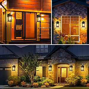 Motion Sensor Outdoor Lights - Retro Dusk to Dawn Outdoor Lighting, Advanced LED Motion Sensor Porch Light Fixtures, Black Waterproof Exterior Lantern Wall Mount for Front Garage, Entryway Anti-Rust