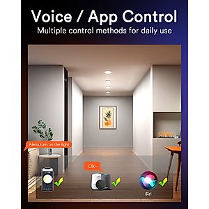Lumary Smart Recessed Lighting 4 Inch Canless LED Recessed Lights 9W 780lm Color Changing LED Downlight Wi-Fi Bluetooth Soffit Lights with J-Box Work with Alexa/Google Assistant (4 Inch, 12 Pack)