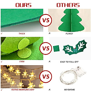 Felt Christmas Tree for Toddlers - 3.3 FT Felt DIY Tree for Kids Wall with Snowflake Lights + 32 Ornaments, Christmas Indoor Home Decorations, Kids Toddler