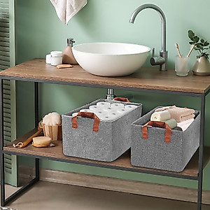 YXOBHDY Storage Baskets for Closet with Metal Frame, Fabric Storage Bins for Shelves, Shelf Baskets and Bins with Handles for Clothes Toys Organization, 4-Pack