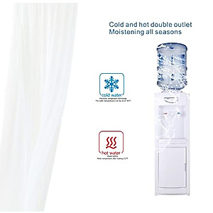 Water Cooler Dispenser for 5 Gallon Bottles, Top Loading Hot & Cold Water Freestanding Electric Water Cooler Machine with Child Safety Lock Perfect for Home Office w/Storage Cabinet, White