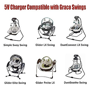 5V Baby Swing AC Adapter Power Cord Compatible with Graco Swing, Simple Swing, Glider LX, Glider Premier, Glider Elite, Glider Petite LX, Sweetpeace, Sweet Snuggle, DuetConnect LX, DuetSoothe (10FT)