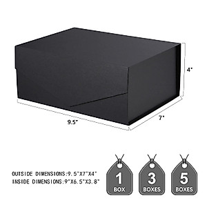 JINMING Gift Box 9x6.5x3.8 Inches, Gift Box with Lid, Black Gift Box, Groomsman Proposal Box for Christmas, Father's Day, Collapsible Gift Box with Magnetic Closure