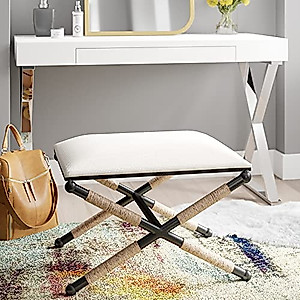 Linon Home Décor Farrow Campaign Accent Stool, Black