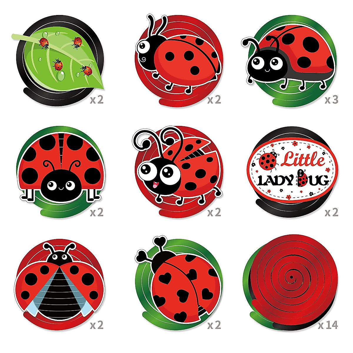 LJCL Ladybug Hanging Swirls Decorations 30ct Colorful Little Lady Bug Ceiling Whirl Streamers Spirals Foil for Baby Shower or Ladybug Birthday Party Decorations Supplies Hanging Decor