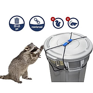 KiinHome Trash Can Lock (2 Pack) Bungee Cord for Outdoor Garbage Can Lid, Animal Proof Garbage Lid Lock (Works for Dogs, Bears, Raccons), Heavy Dutty Elastic Strap. (Trash Can NOT Included)