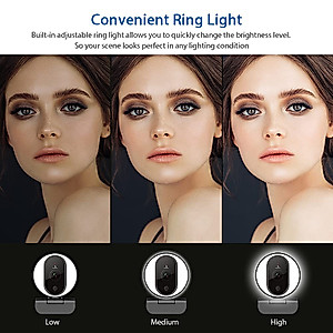 NexiGo N680E 1080P Webcam with Ring Light, Privacy Cover and Dual Microphone, Advanced Auto-Focus, Adjustable Brightness, Streaming Web Camera for Zoom Skype Facetime, PC Mac Laptop Desktop