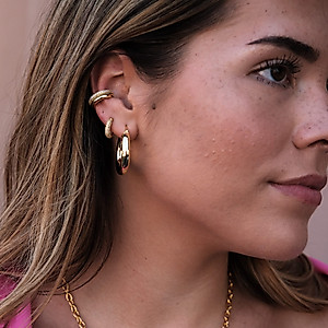 Women's Gold Thick Solid Ear Cuff | Waterproof Chunky Ear Wrap (Sold as A Single)