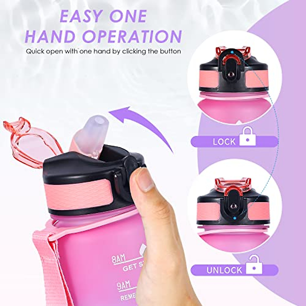 ROISDIYI Kids Water Bottle for School with Straw, 20 OZ Motivational Water Bottle BPA-Free Reusable Leak-proof Water Bottles with One-handed Opening Straw Lids, Anti-dust Spout Cover (Blue)