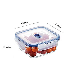 Luminarc Pure Box Active Glass Food Storage Container with Sliding Vent Lid (Square 1.6 Cups / 380ML)