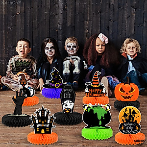 KatchOn, Halloween Centerpieces for Tables - Pack of 9 | Witch Halloween Table Centerpiece, Halloween Table Decorations | Orange and Black Halloween Centerpiece | Spooky Halloween Decorations Indoor